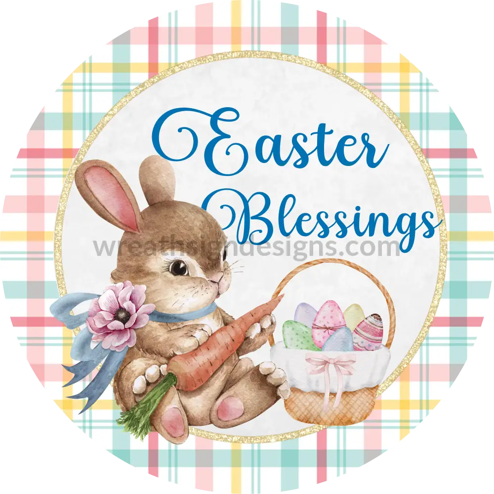 Easter Blessing Bunny and Easter egg basket- Metal wreath Sign – Wreath ...