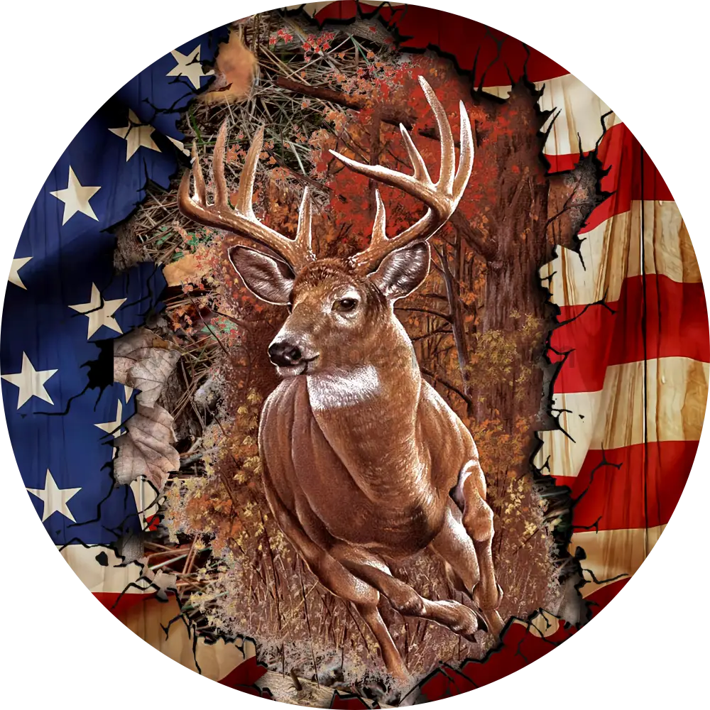 Patriotic American Flag Whitetail Deer Metal Wreath Sign – Wreath Sign ...