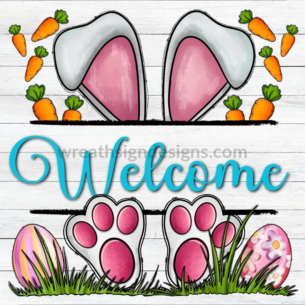 Welcome Easter Bunny Easter Metal wreath Sign – Wreath Sign Designs
