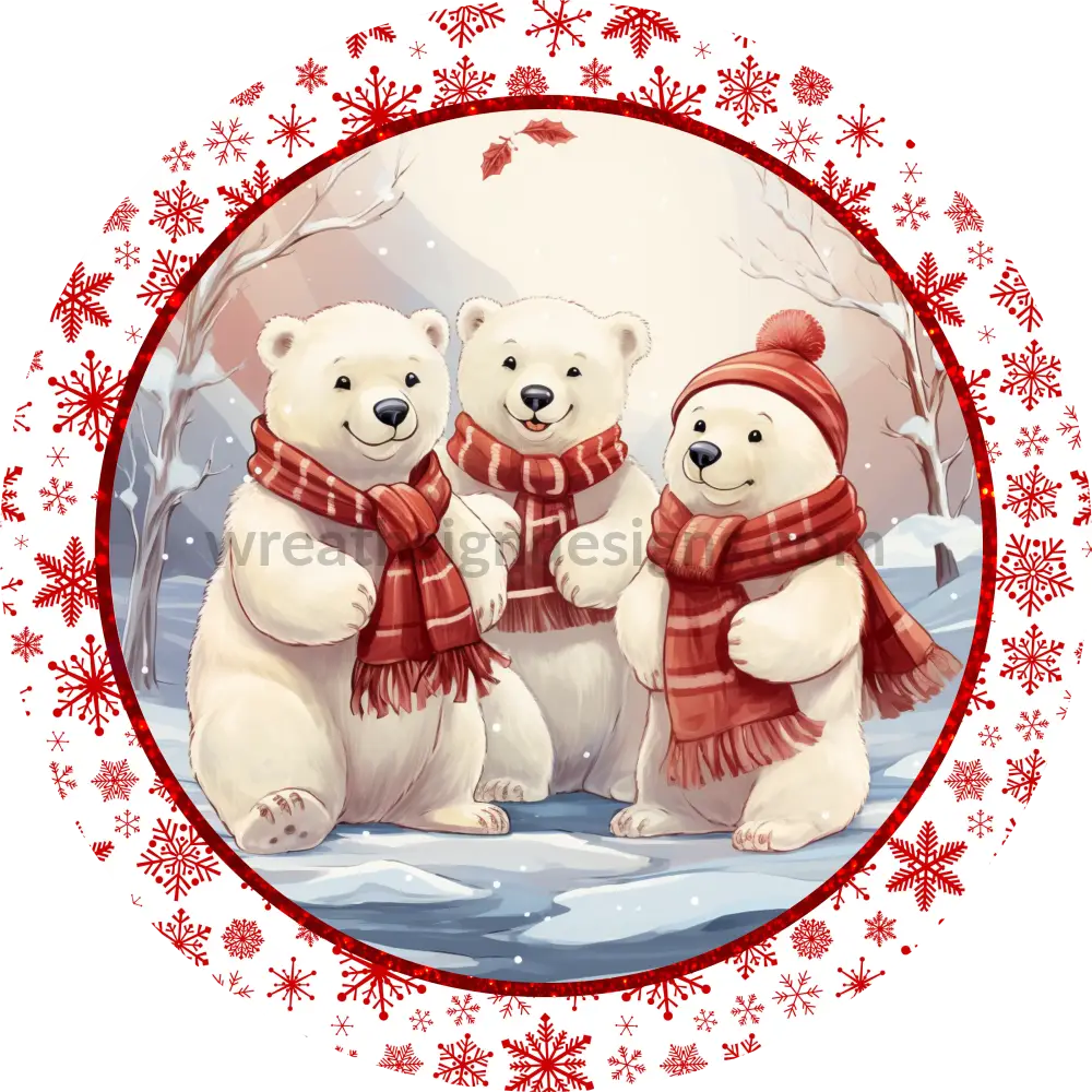 Winter Polar Bears Red Wreath Sign – Wreath Sign Designs